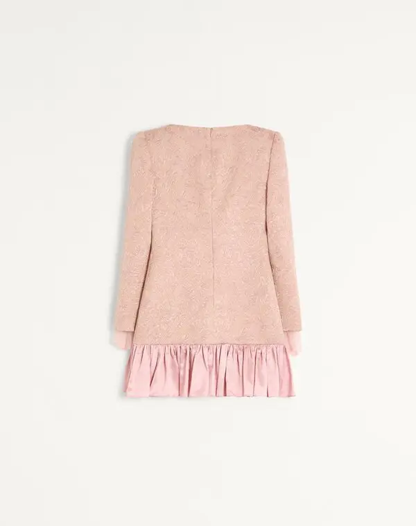 Valentino Garavani Organza Bow And Ruffled Hem Mini Dress - Pink