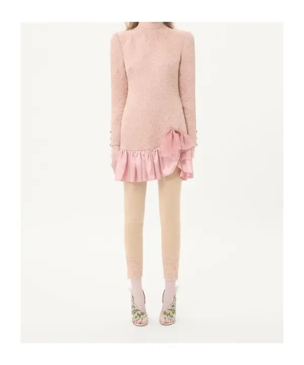 Valentino Garavani Organza Bow And Ruffled Hem Mini Dress - Pink
