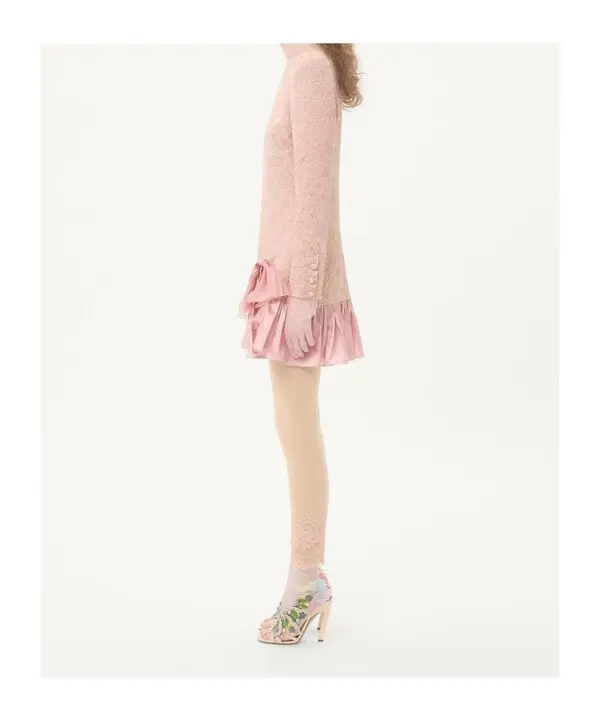 Valentino Garavani Organza Bow And Ruffled Hem Mini Dress - Pink