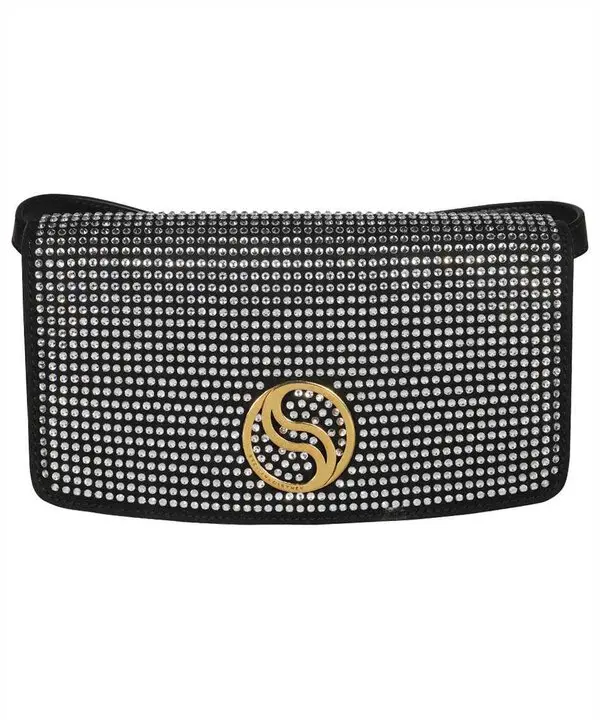 Stella McCartney Rhinestones-embellished S-wave Mini Wallet - Black