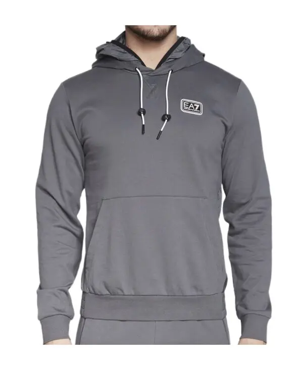 EA7 Logo Hooded Sweater - Gray