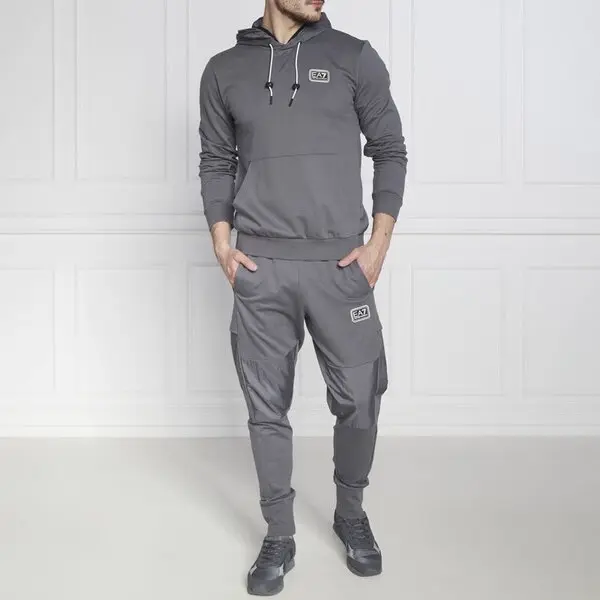 EA7 Logo Hooded Sweater - Gray