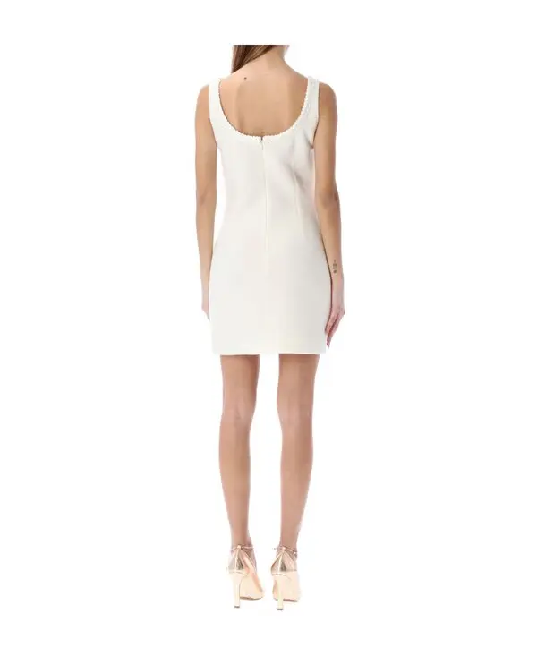 Alessandra Rich Tweed Mini Dress With Pearl Embellishments