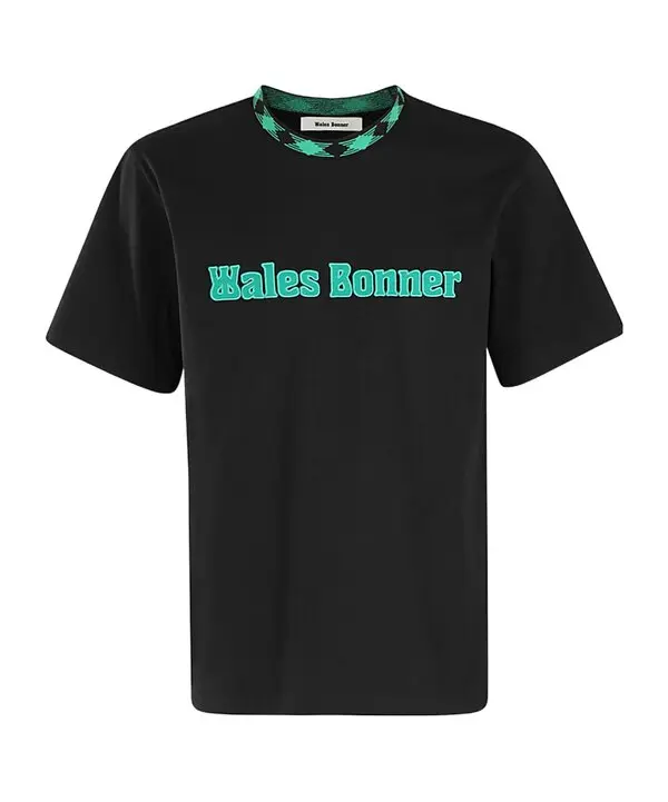 WALES BONNER Logo Patch Crewneck T-shirt - Black