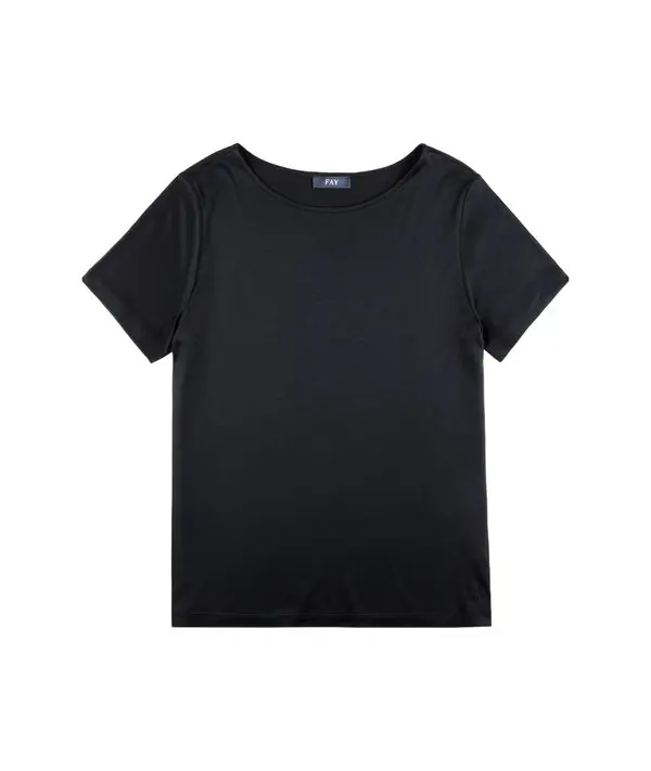 FAY Classic Fit T-shirt With Logo Detail - Black