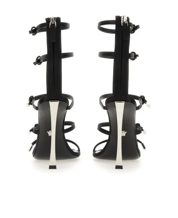 Versace Buckle-strap High-heeled Sandals - Black