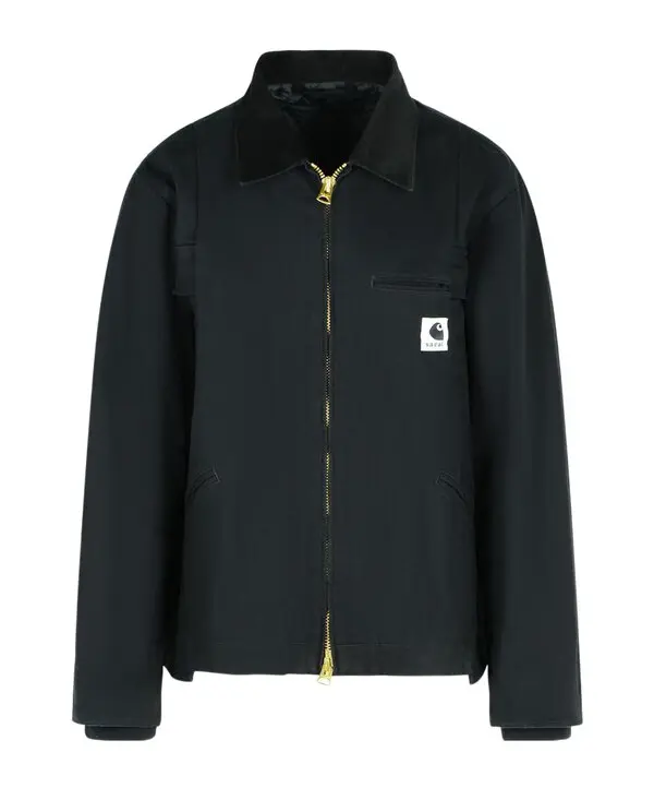 Sacai X Carhartt Logo Patch Zip-up Jacket - Black