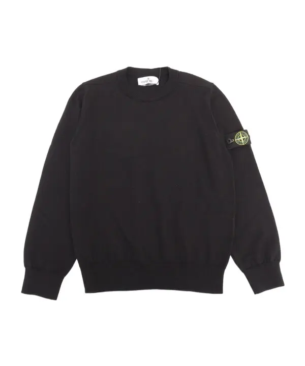 Stone Island Round Neck Long Sleeve Sweater - Black
