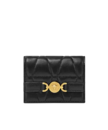 Versace Medusa-plaque Quilted Wallet - Black
