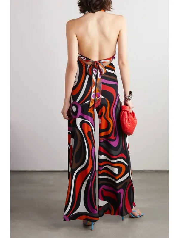 Emilio Pucci Marmo-print Halterneck Jumpsuit - Multi-color