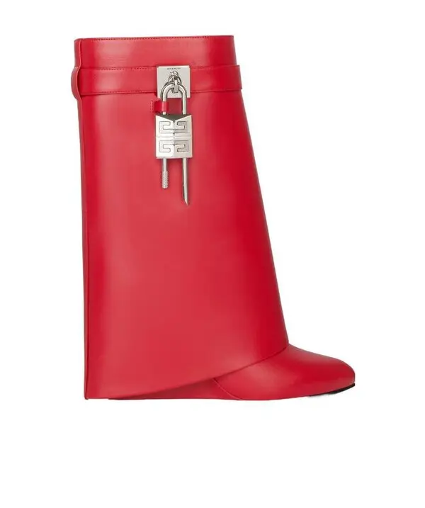 Givenchy Shark Lock Ankle Boots - Red