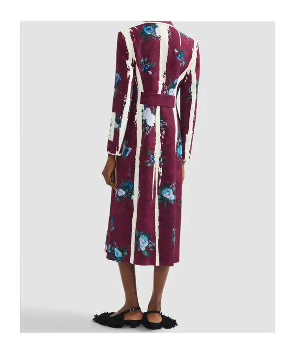 Erdem Double-breasted Floral-print Satin Coat