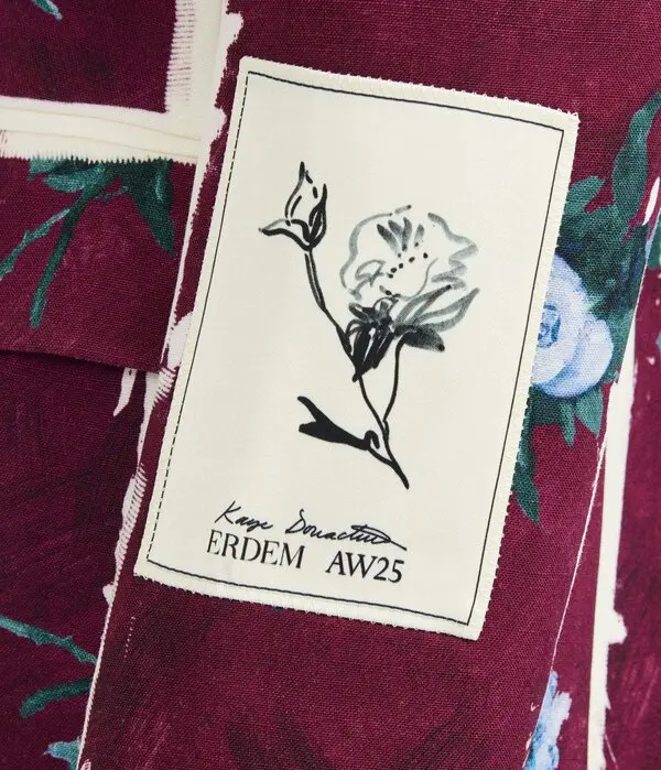Erdem Double-breasted Floral-print Satin Coat