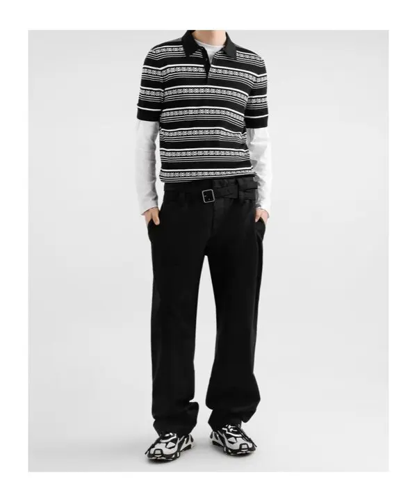 Dolce & Gabbana Dolce Gabbana Logo Intarsia Knitted Polo Shirt - Black