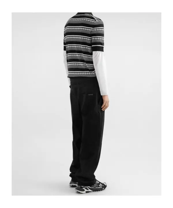 Dolce & Gabbana Dolce Gabbana Logo Intarsia Knitted Polo Shirt - Black