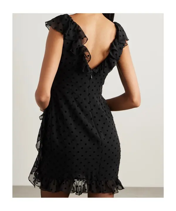 Alessandra Rich Flocked Silk-chiffon Mini Dress With Bow Embellishment