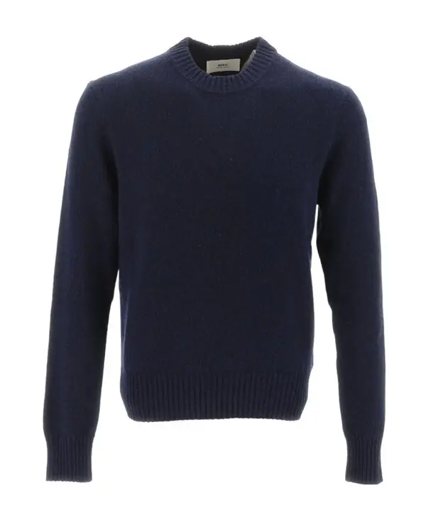 Ami Logo-embroidered Knitted Jumper - Black