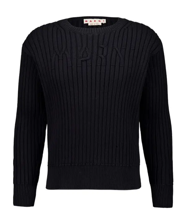 Marni Ribbed Logo Crewneck Sweater