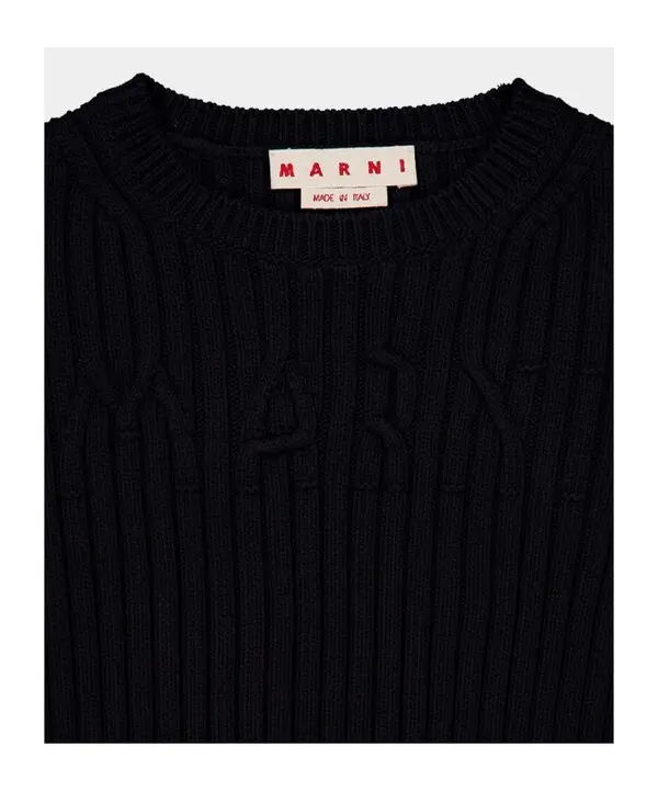 Marni Ribbed Logo Crewneck Sweater