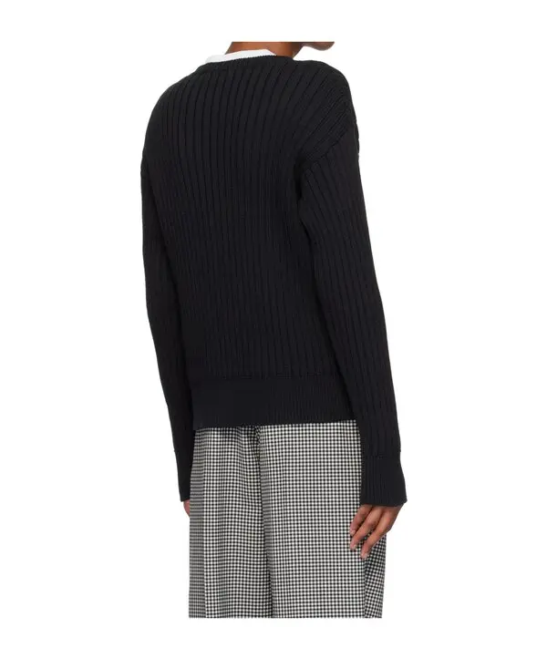 Marni Ribbed Logo Crewneck Sweater