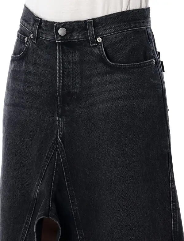 HAIKURE Asymmetric Denim Midi Skirt - Black
