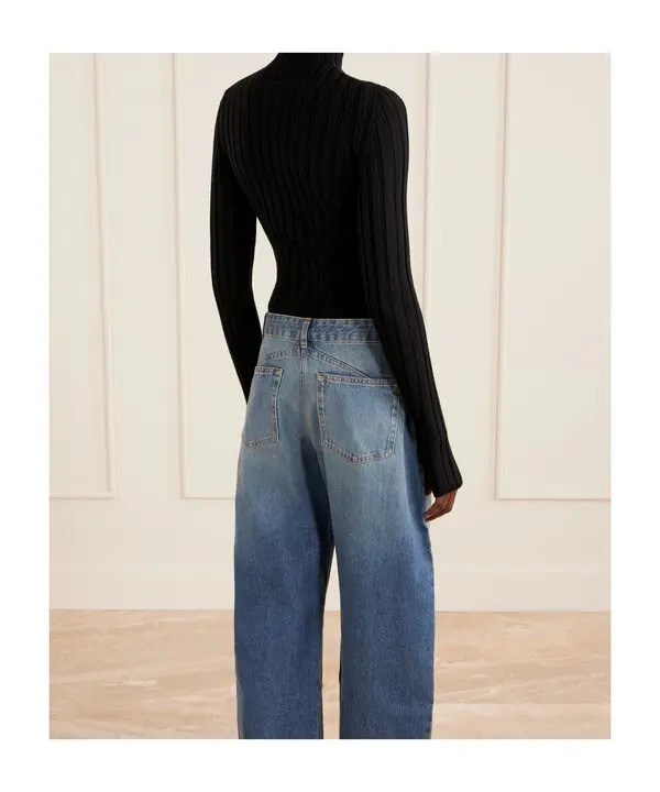 Alaïa Ribbed Wool Turtleneck Bodysuit - Black