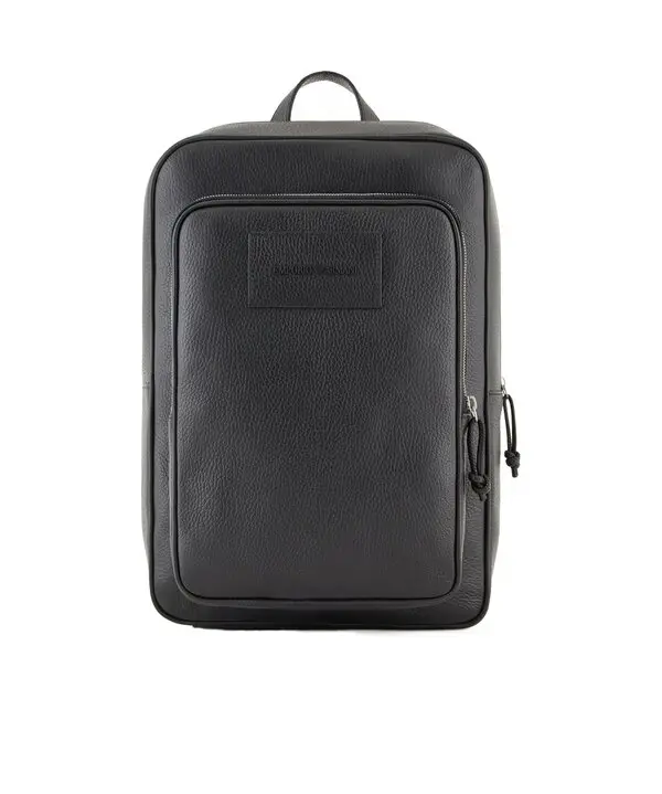 Emporio Armani Logo Patch Zipped Backpack - Black