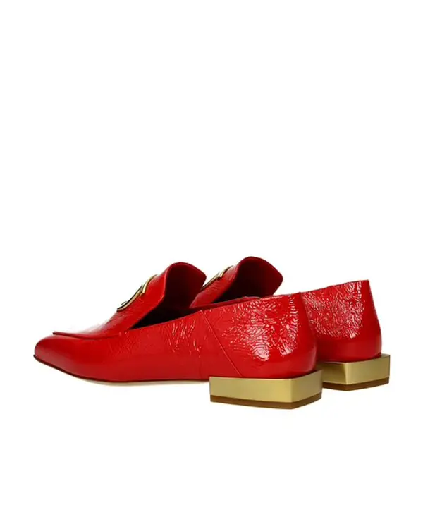 FERRAGAMO Square Toe Logo Loafers