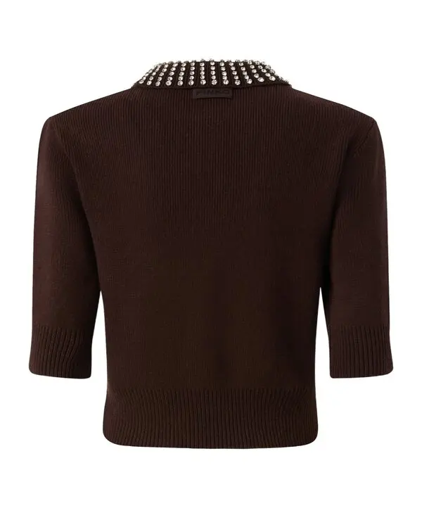 Pinko Collared Embellished Short-sleeve Knit Polo Shirt