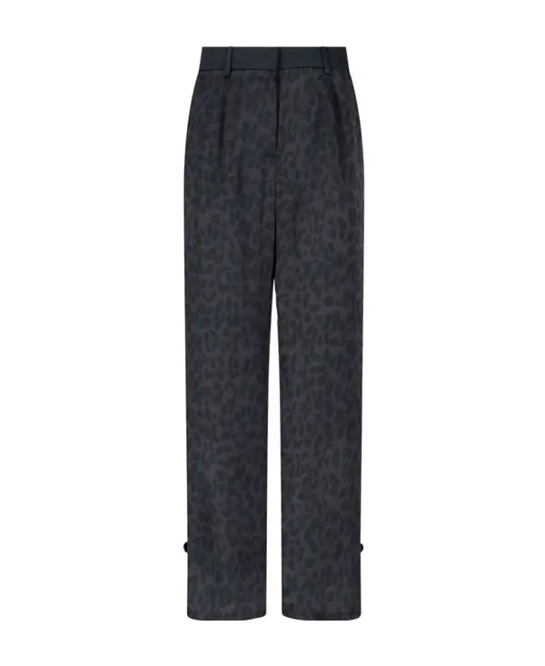 Sacai Leopard Print Satin Straight Leg Pants