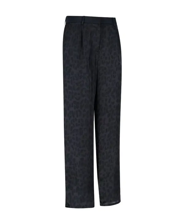 Sacai Leopard Print Satin Straight Leg Pants