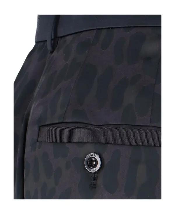 Sacai Leopard Print Satin Straight Leg Pants