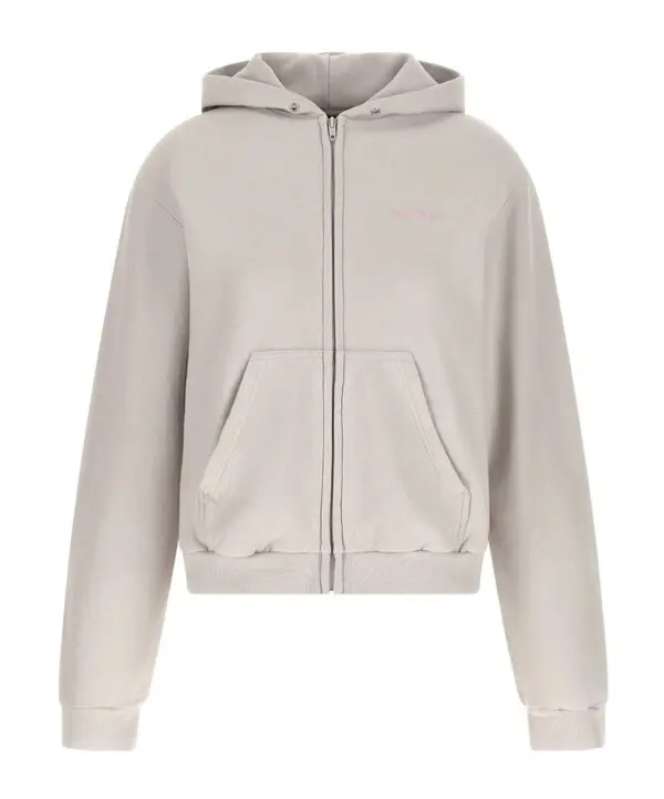 Balenciaga Logo Embroidered Zip-up Hoodie - Grey