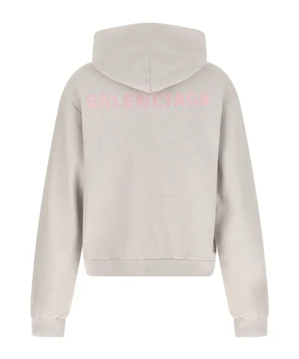 Balenciaga Logo Embroidered Zip-up Hoodie - Grey