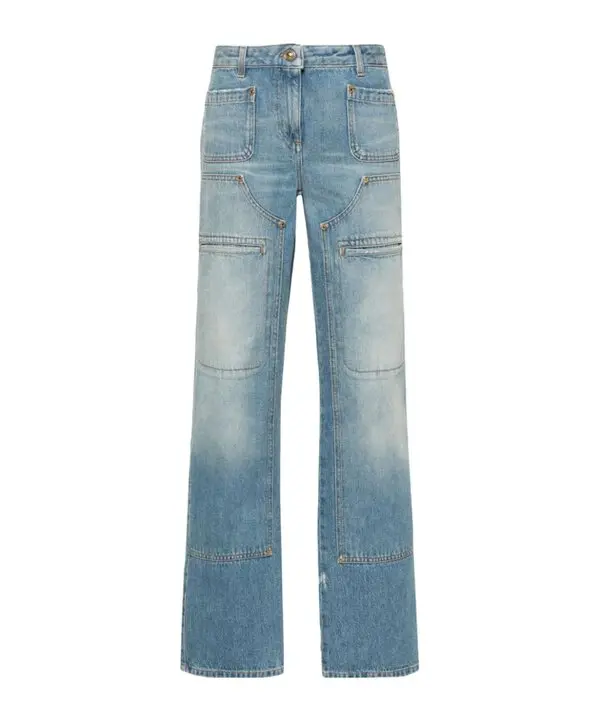 Palm Angels Straight Leg Panelled Jeans - Blue