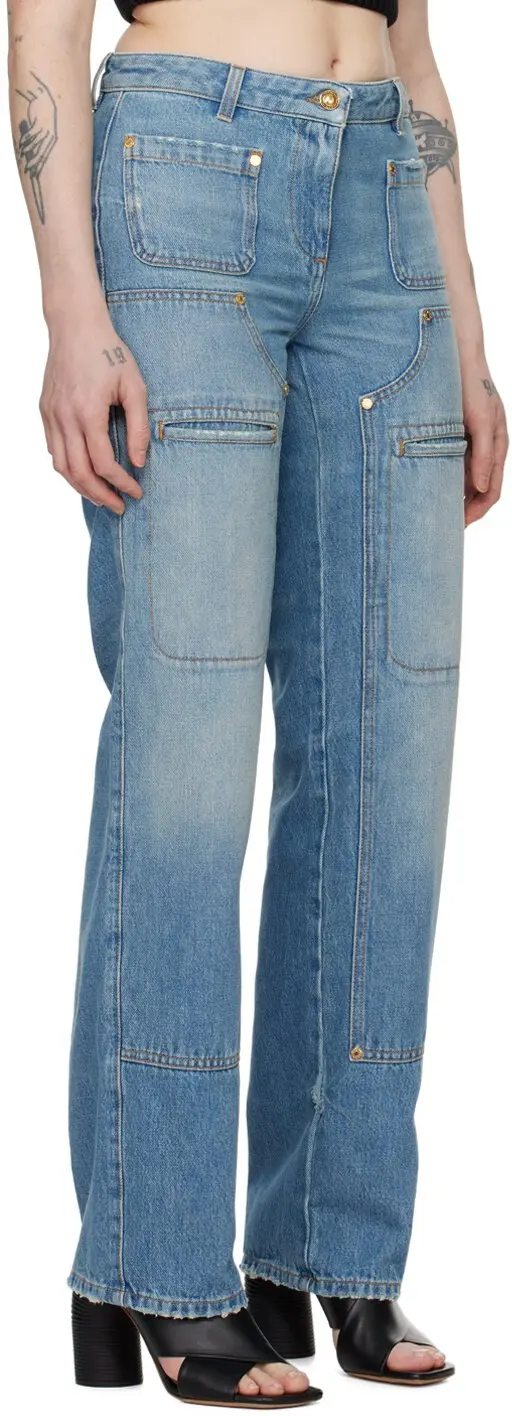 Palm Angels Straight Leg Panelled Jeans