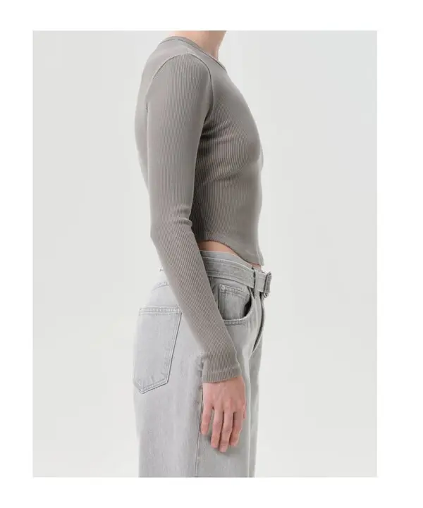 AGOLDE Ribbed Long-sleeve Top With Curved Hem