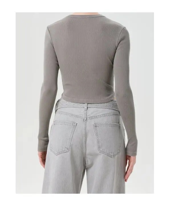 AGOLDE Ribbed Long-sleeve Top With Curved Hem