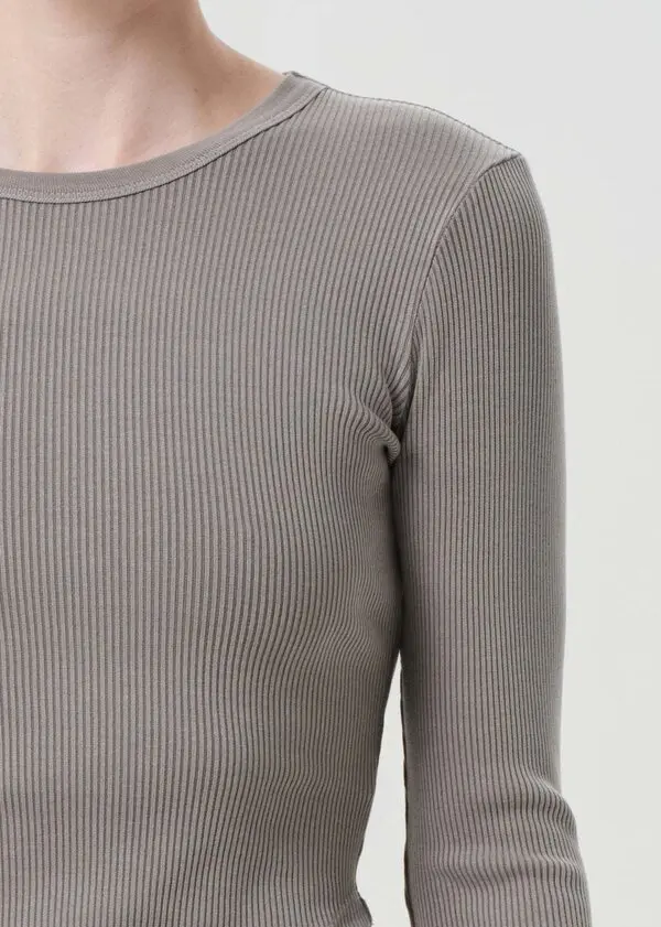 AGOLDE Ribbed Long-sleeve Top With Curved Hem