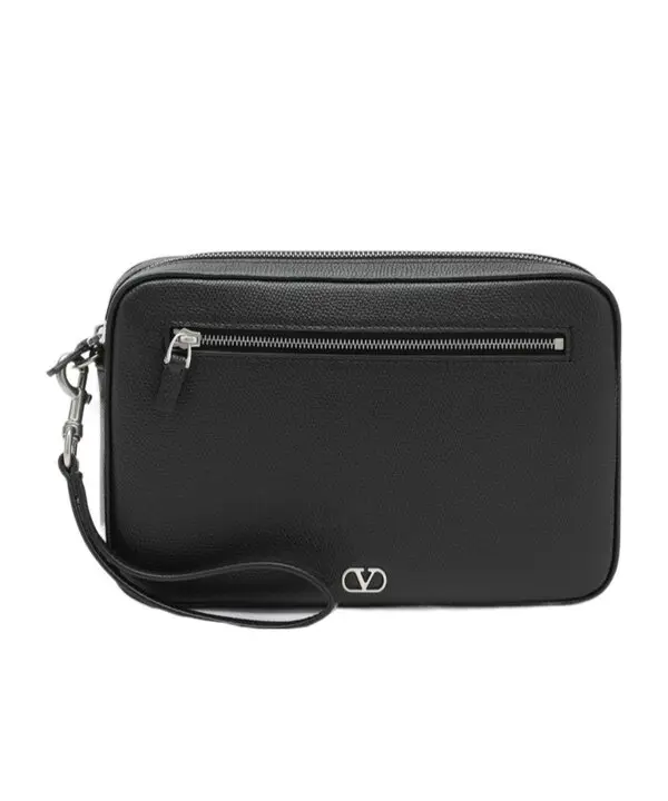 Valentino Garavani Vlogo Signature Zip-up Clutch Bag - Black