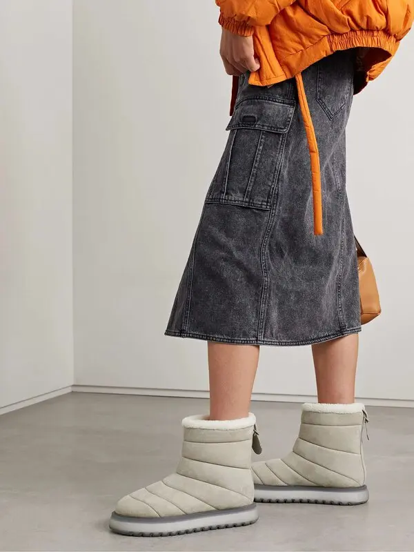 Moncler Hermosa Shearling-lined Suede Ankle Boots