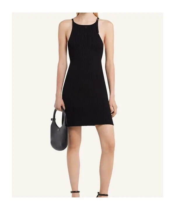 COURREGES Rib Knit Dress With Buckle Detail
