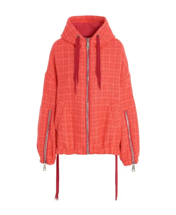 Khrisjoy Tweed Drawstring Hooded Jacket - Brown