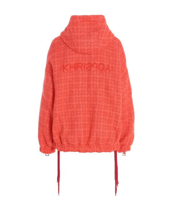 Khrisjoy Tweed Drawstring Hooded Jacket - Brown