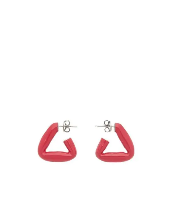 Bottega Veneta Triangular Hoop Earrings - Red