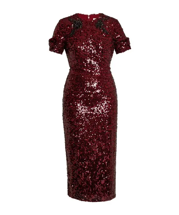 Erdem Embellished Sequined Georgette Midi Dress