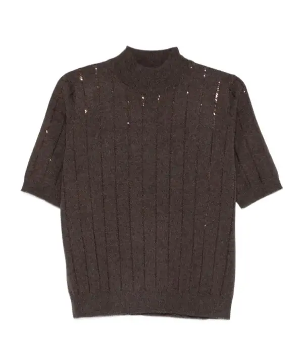Brunello Cucinelli Sequin-embellished Ribbed Cashmere Top