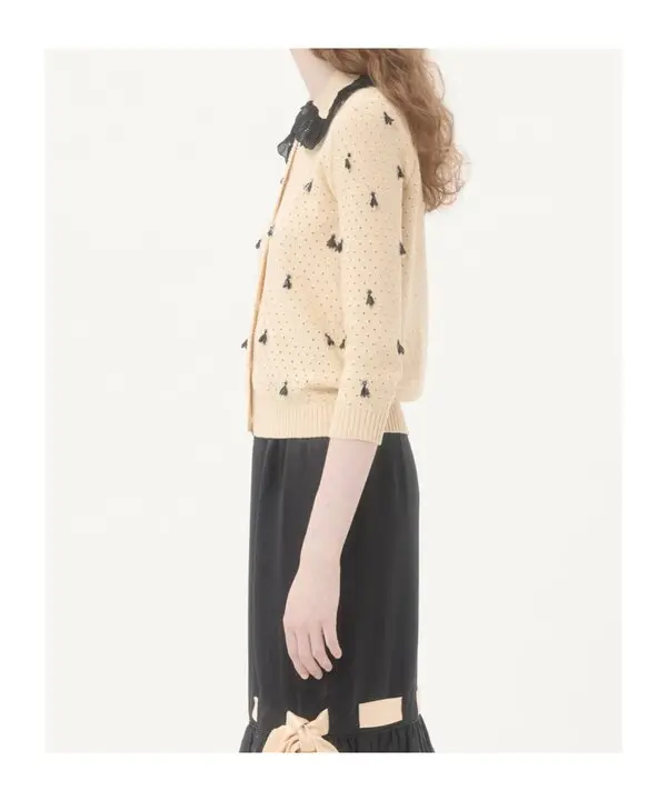 Valentino Garavani Embroidered Cotton Cardigan With Lace Collar
