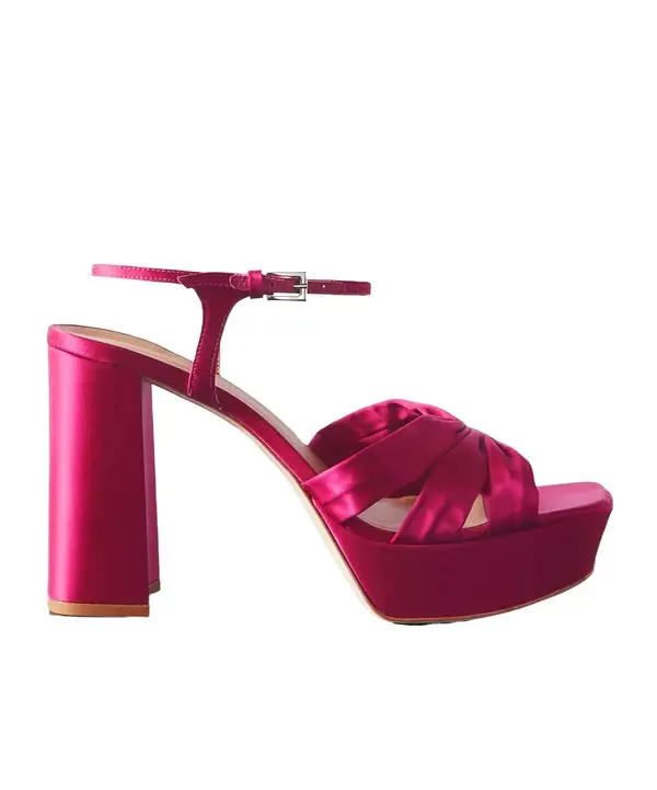 REFORMATION Monetta Satin Platform Sandals