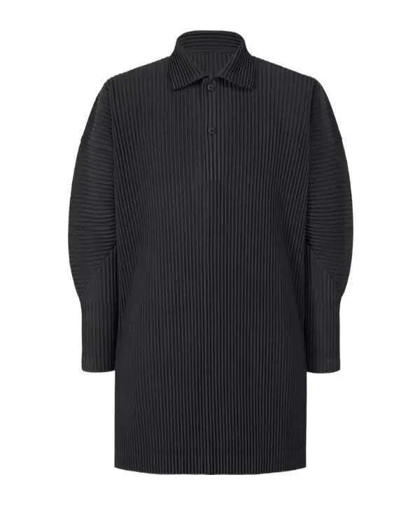 Issey Miyake Homme Plissé Long-sleeved Pleated Shirt - Black